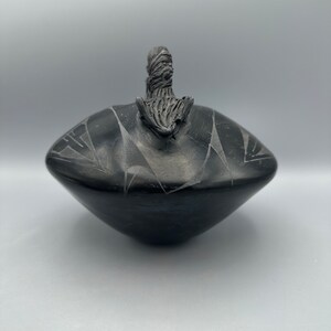 Blackware Pottery Vessel With Snake Like Handle, Vintage - Etsy
