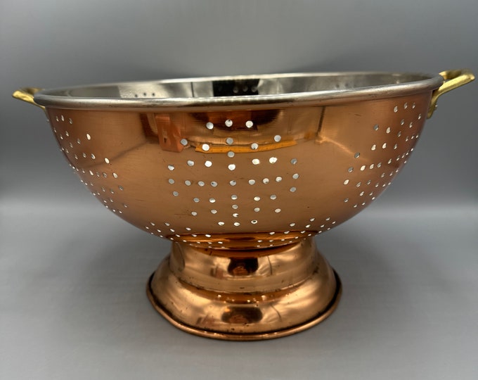 Large Crooked Copper & Brass Colander Strainer, Vintage (some Dents ...