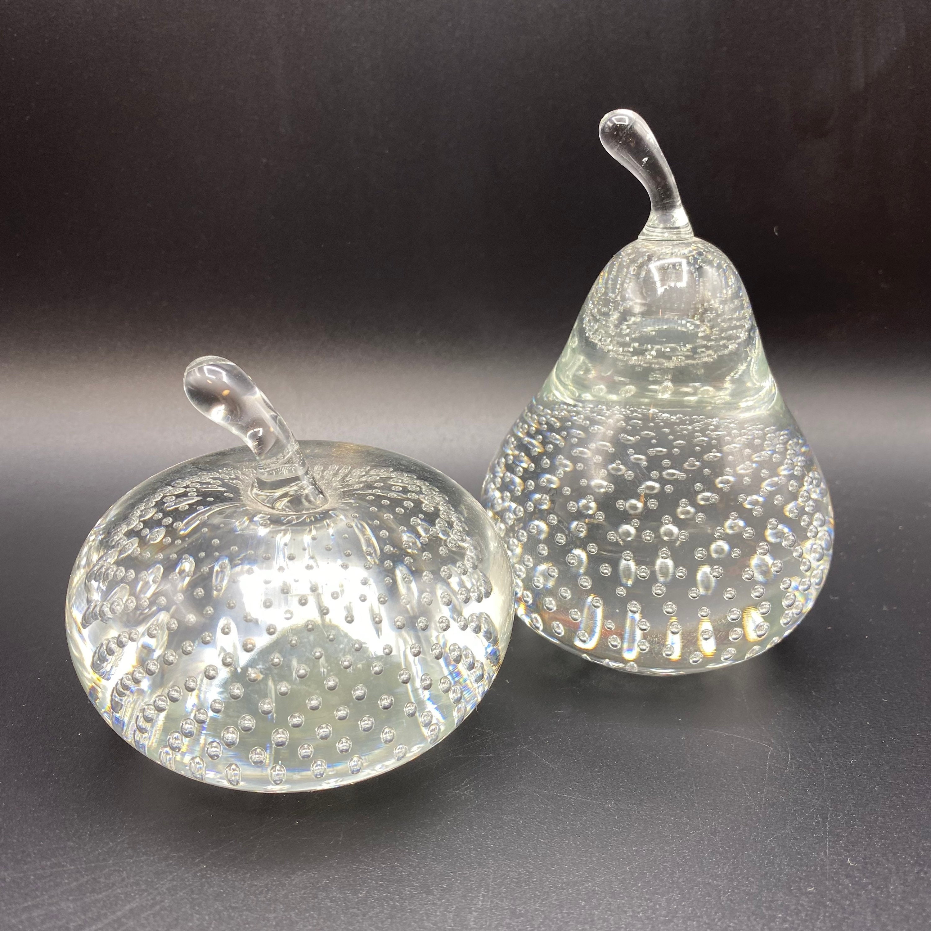 Clear and Amber Pear Art Glass Art & Collectibles Glass Art etna.com.pe