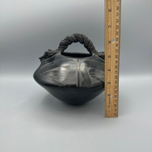 Blackware Pottery Vessel With Snake Like Handle, Vintage - Etsy