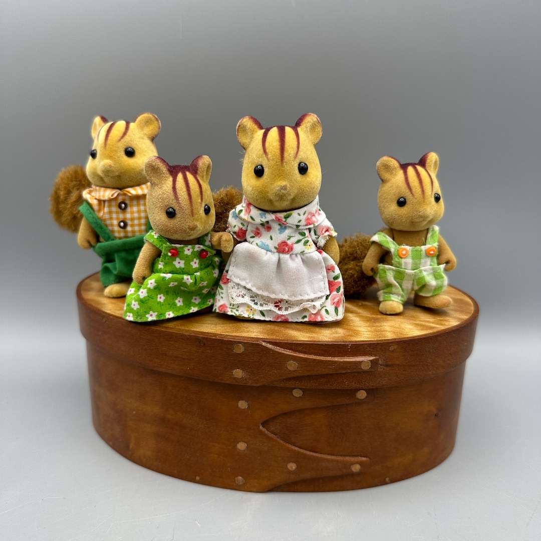 Squirrel Family, Calico Critters 1985 Epoch, China, Vintage faded ...