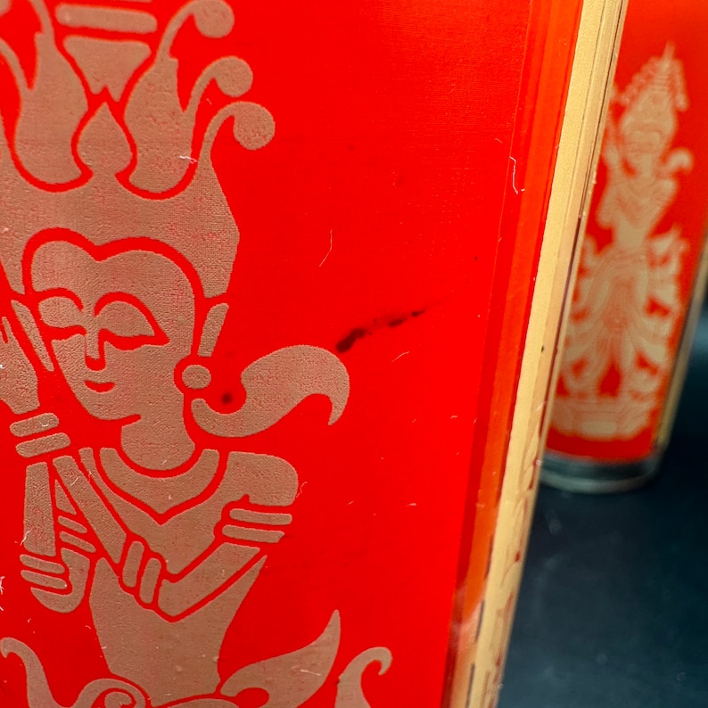 Vintage Red & Gold Thai Dancer Glasses, Mid Century Highball Set of 6 ...
