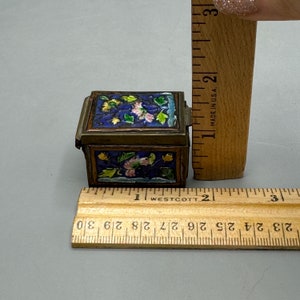 Vintage Brass and Enamel Stamp Box - Etsy