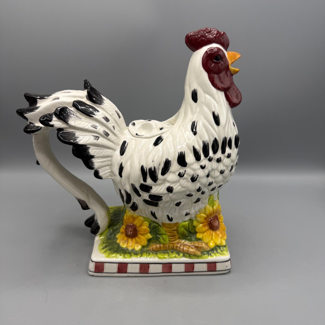 Vintage Rooster Tea Pot With Sunflowers by Heartfelt Kitchen Creations ...