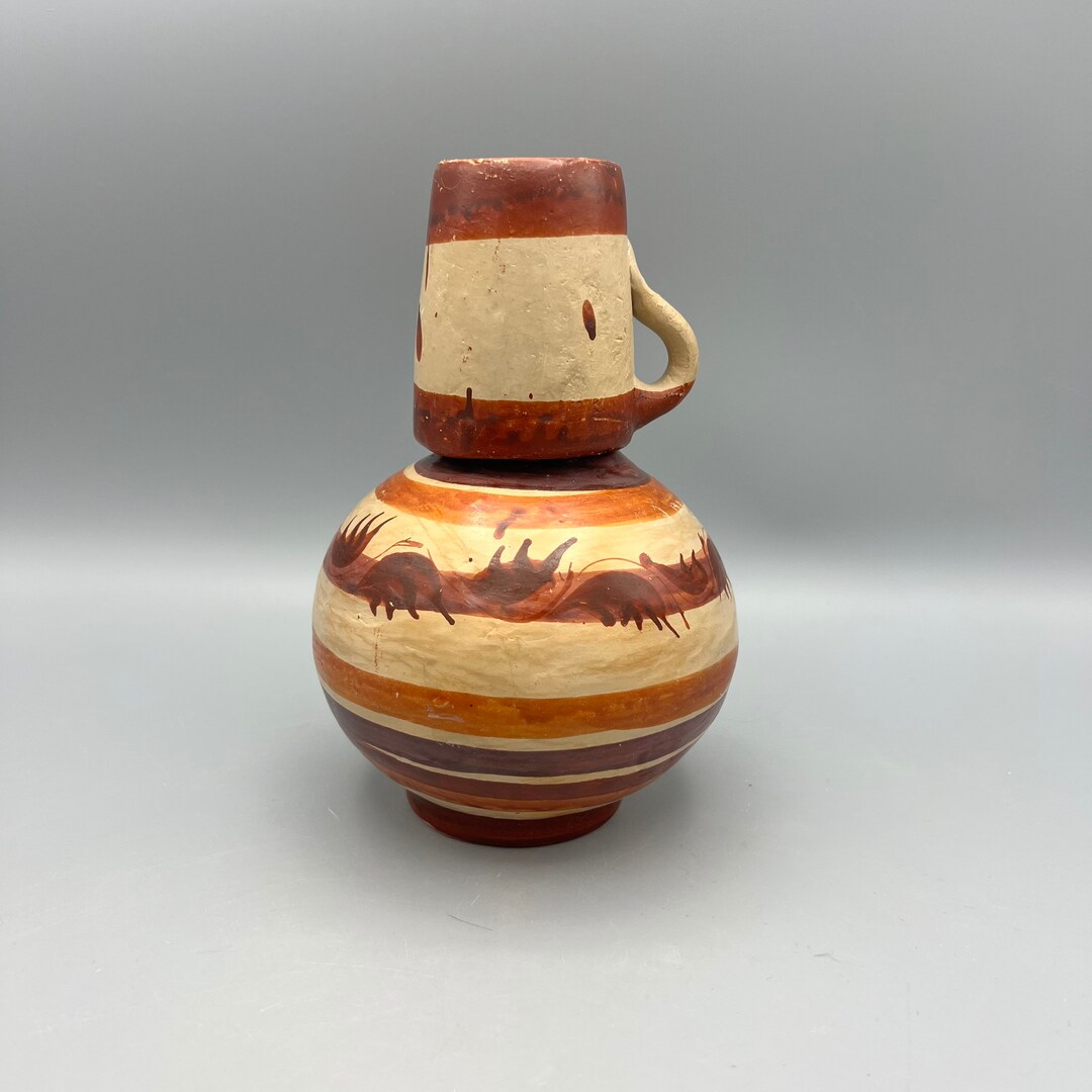 Rustic Mexican Water Jug With Cup Made in Mexico - Etsy