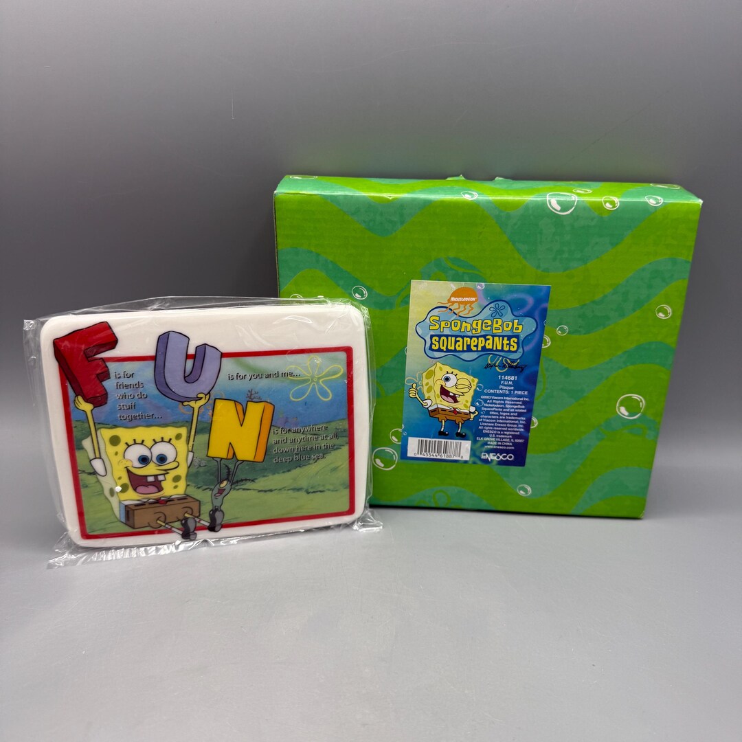 Vintage Spongebob Squarepants Ceramic FUN Plaque, Enesco 2003 - in ...