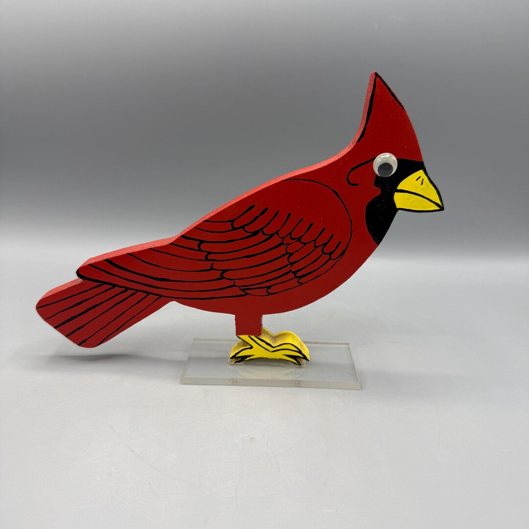 Wooden Red Cardinal With Googly Eyes - Etsy