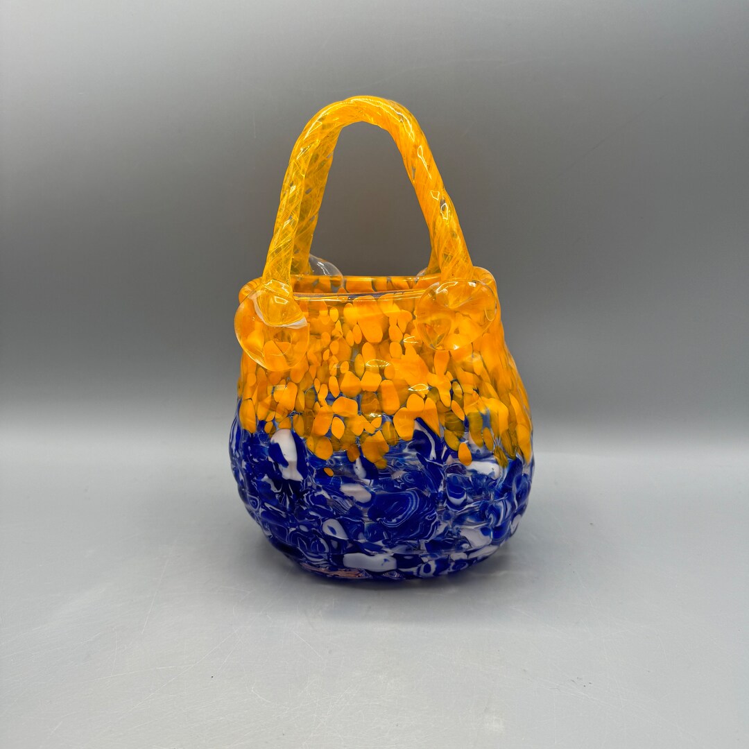 Orange and Blue Art Glass Purse, Vintage - Etsy