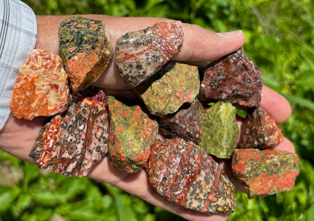 Christmas Colors Beautiful Unakite and Leopard Skin Jasper Tumbling ...