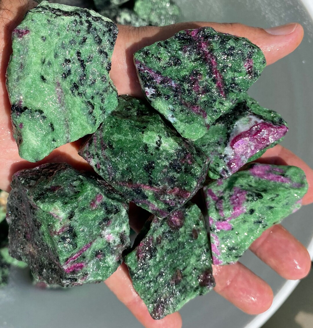 Ruby Zoisite Rough: 1lb Tumbling Gemstone, Fluorescent Crystal - Etsy