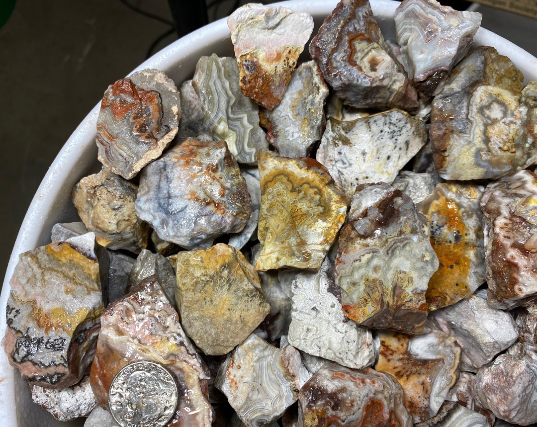 Mexican Crazy Lace Agate Rough 1lb Lapidary Tumble Cabs Cabbing NEW ...