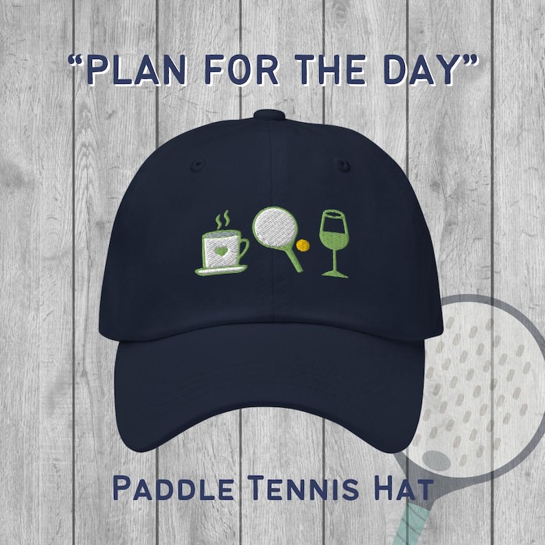Embroidered Paddle Tennis Hat, Fun Coffee Paddle Wine Design, Unisex ...