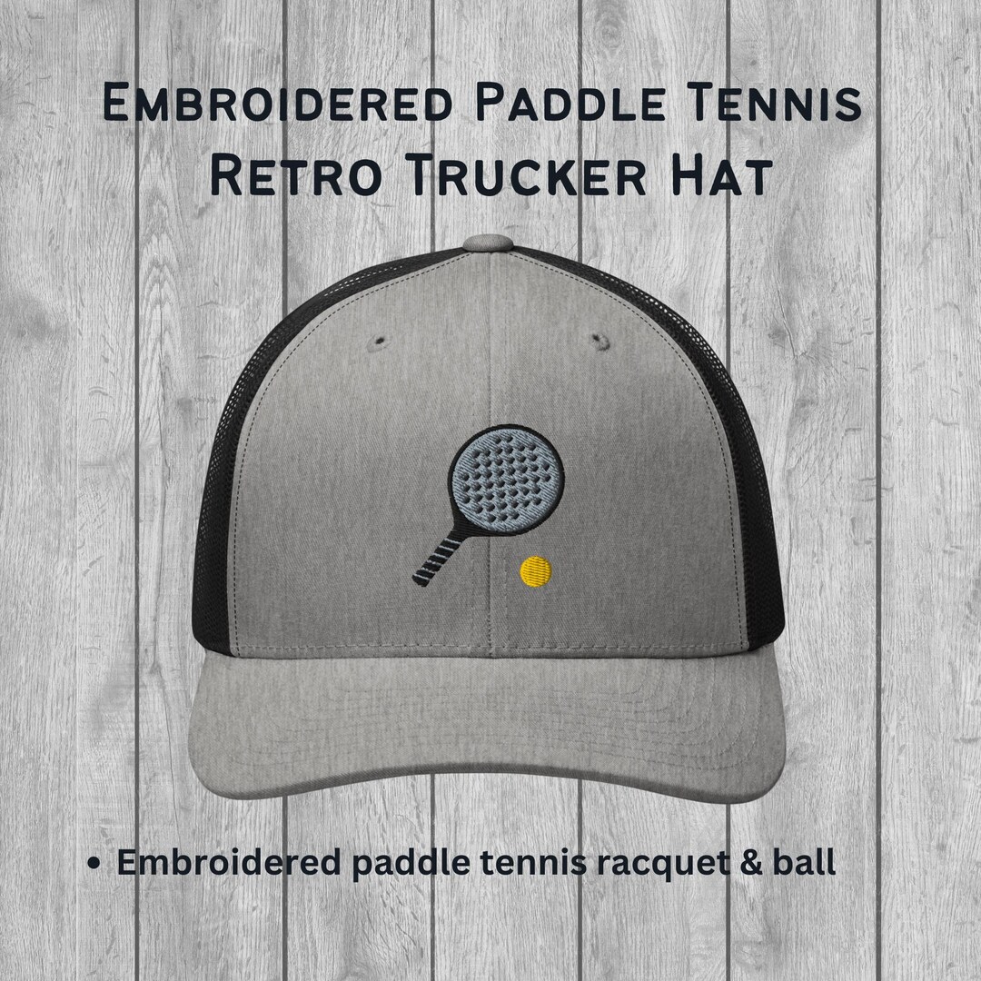 Paddle Tennis Embroidered Trucker Cap, Platform Tennis, Mesh Paddle Hat ...
