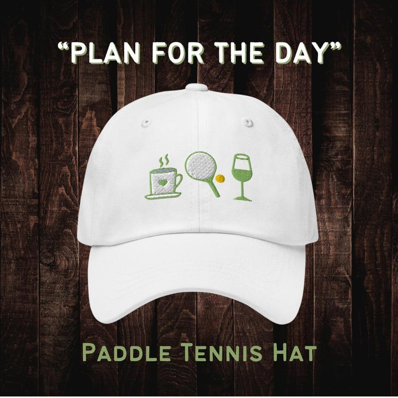 Embroidered Paddle Tennis Hat, Fun Coffee Paddle Wine Design, Unisex ...