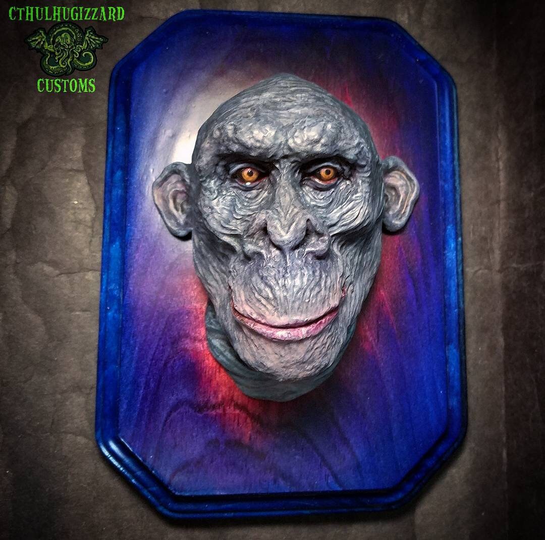 Hairless Chimp 1/3rd Scale Resin Relief Hand Painted Mounted on a ...