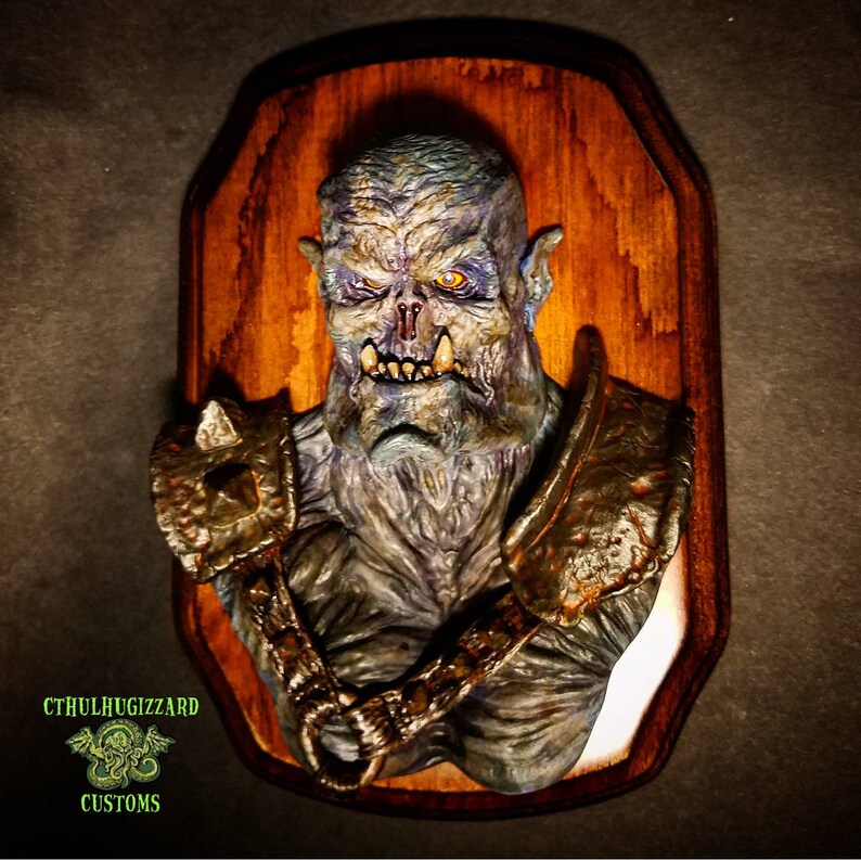 Orc 1/4 Scale Hand Painted Resin Relief Mounted on a Stained | Etsy