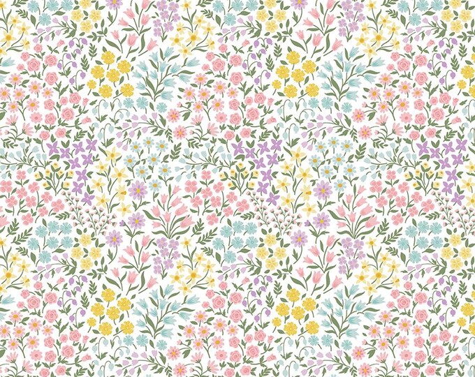 Bunny Trail Fabric, White Spring Floral Fabric, C14253-WHITE, Riley ...