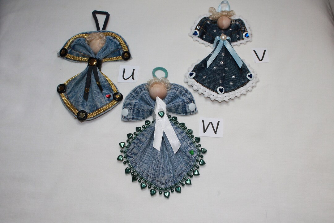 Upcycled Denim Pocket Angel Ornament: Handmade Nursery Decor - Etsy