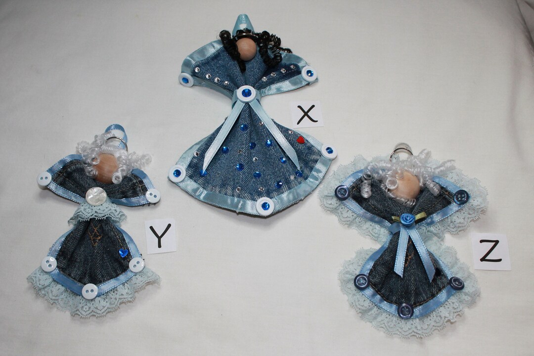 Handmade Pocket Angel Upcycled Denim Hanging Ornament Any Occasion Baby ...