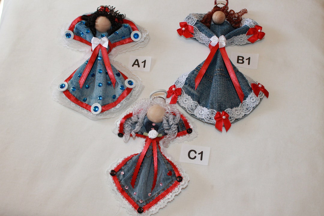 Handmade Angel Made From Denim Jean Pockets, Nursery, Home or Office ...