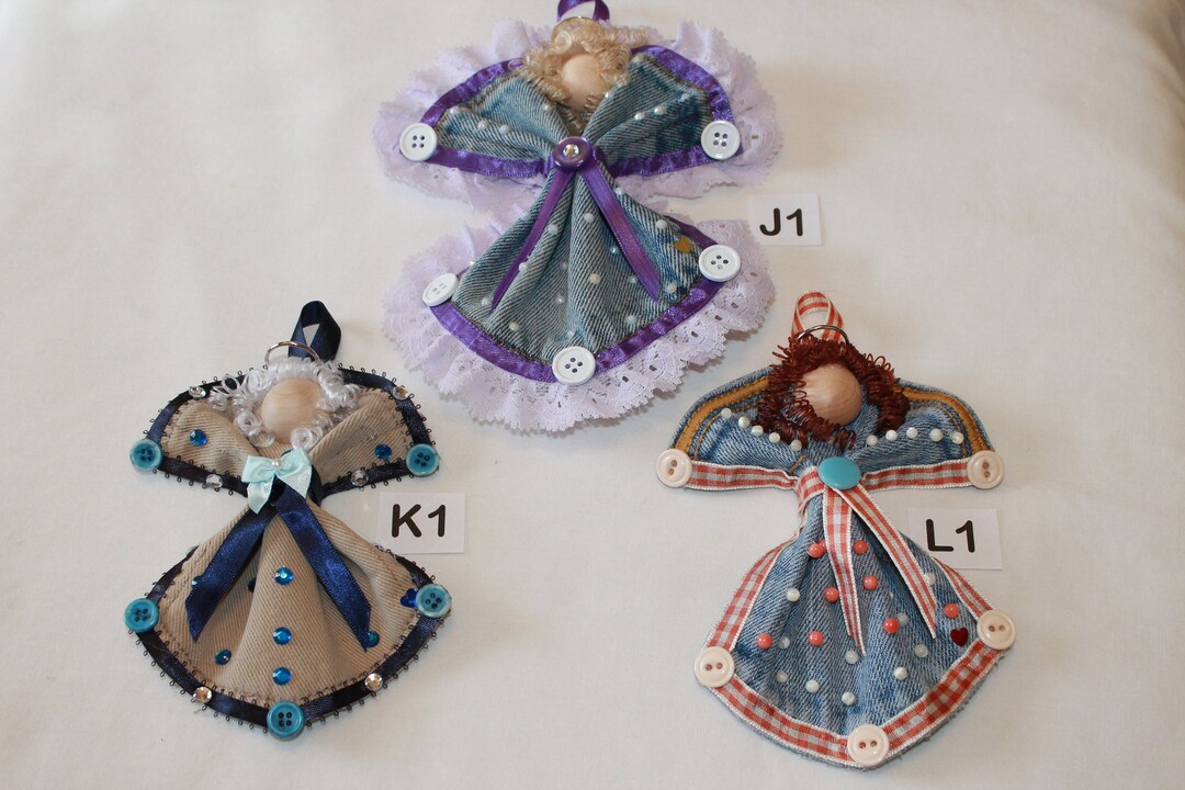 Mother's Day Handmade Pocket Angel Upcycled Denim Hanging Ornament Any ...