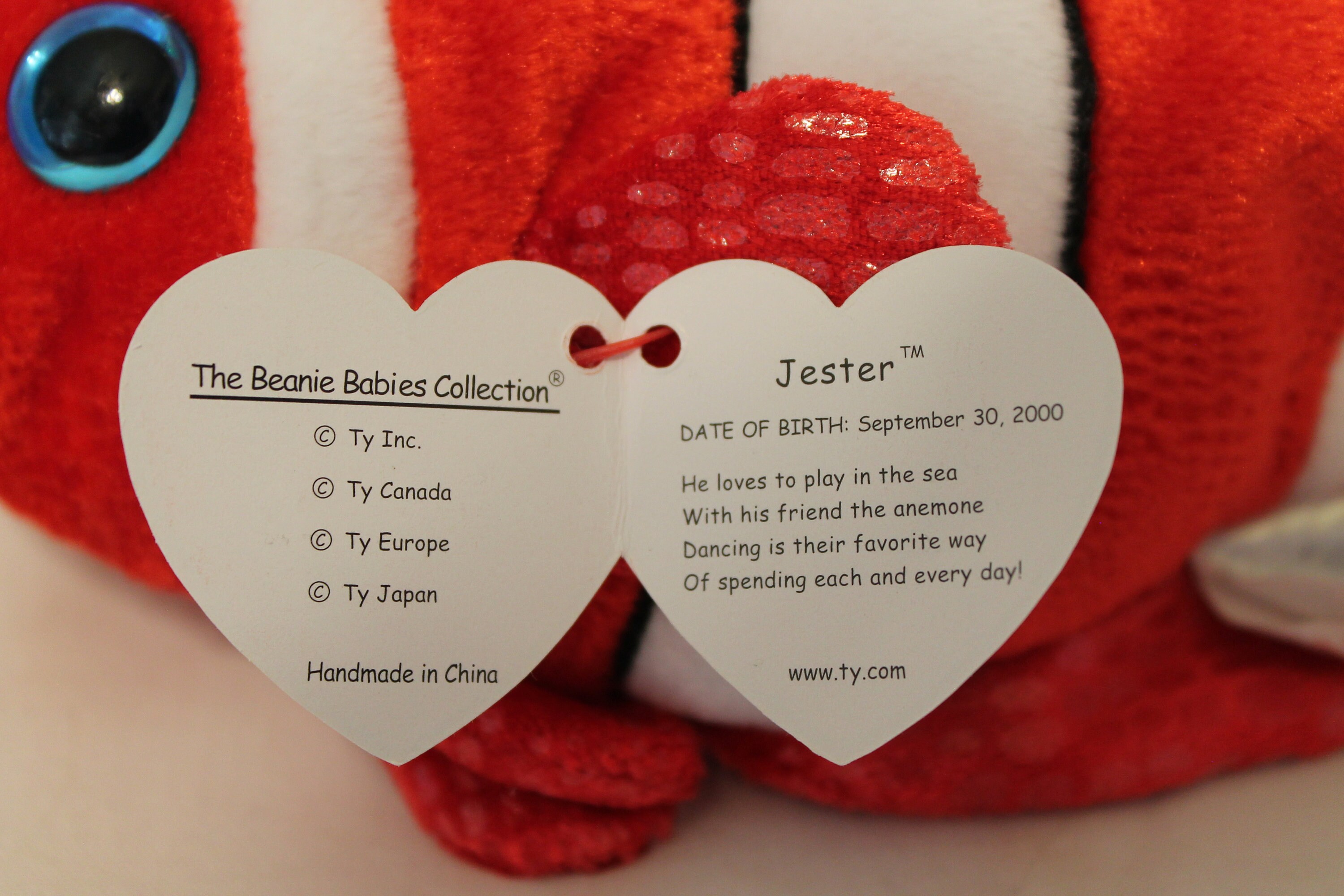 Vintage Ty Jester the Clownfish Beanie Baby Retired 12/31/01 Beanie ...