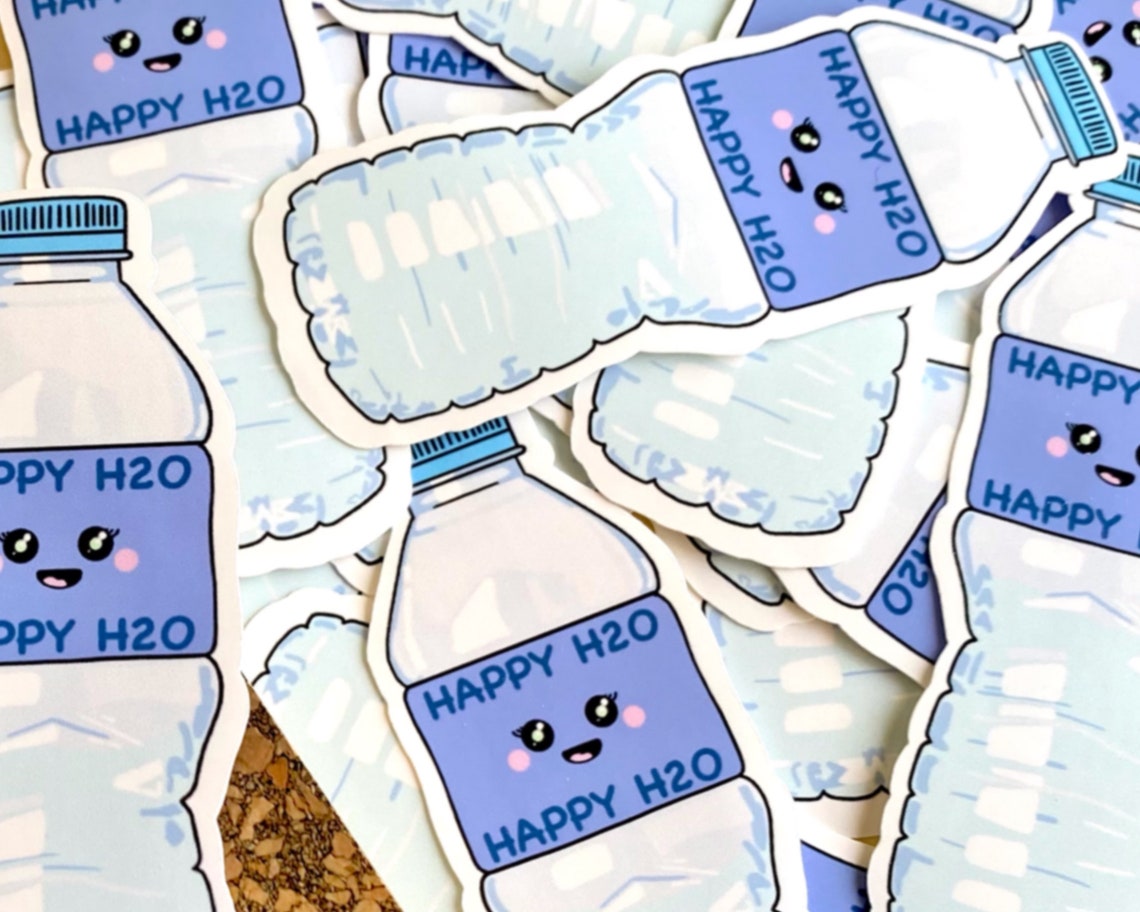 Happy H2O Water Bottle Sticker // Matte Vinyl Water Resistant Stickers ...