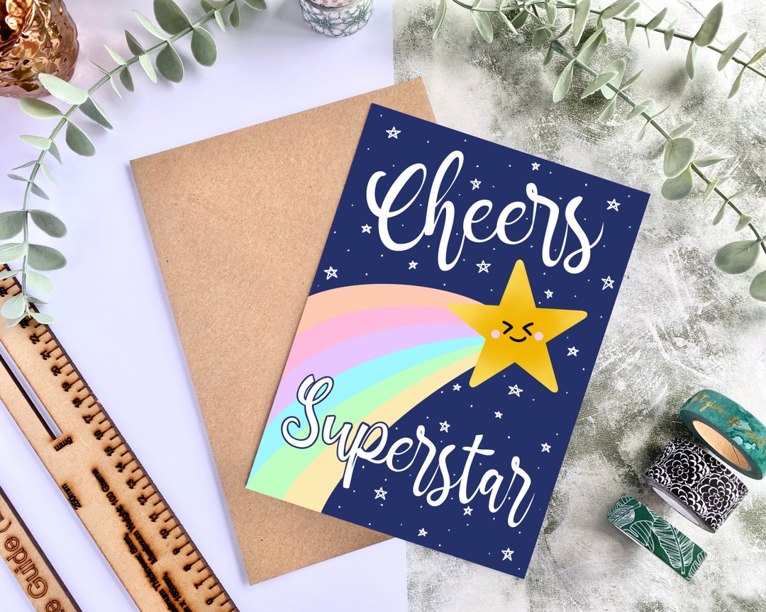 Cheers Superstar Thank You Card // A5 or A6 Greetings Cards Shooting ...