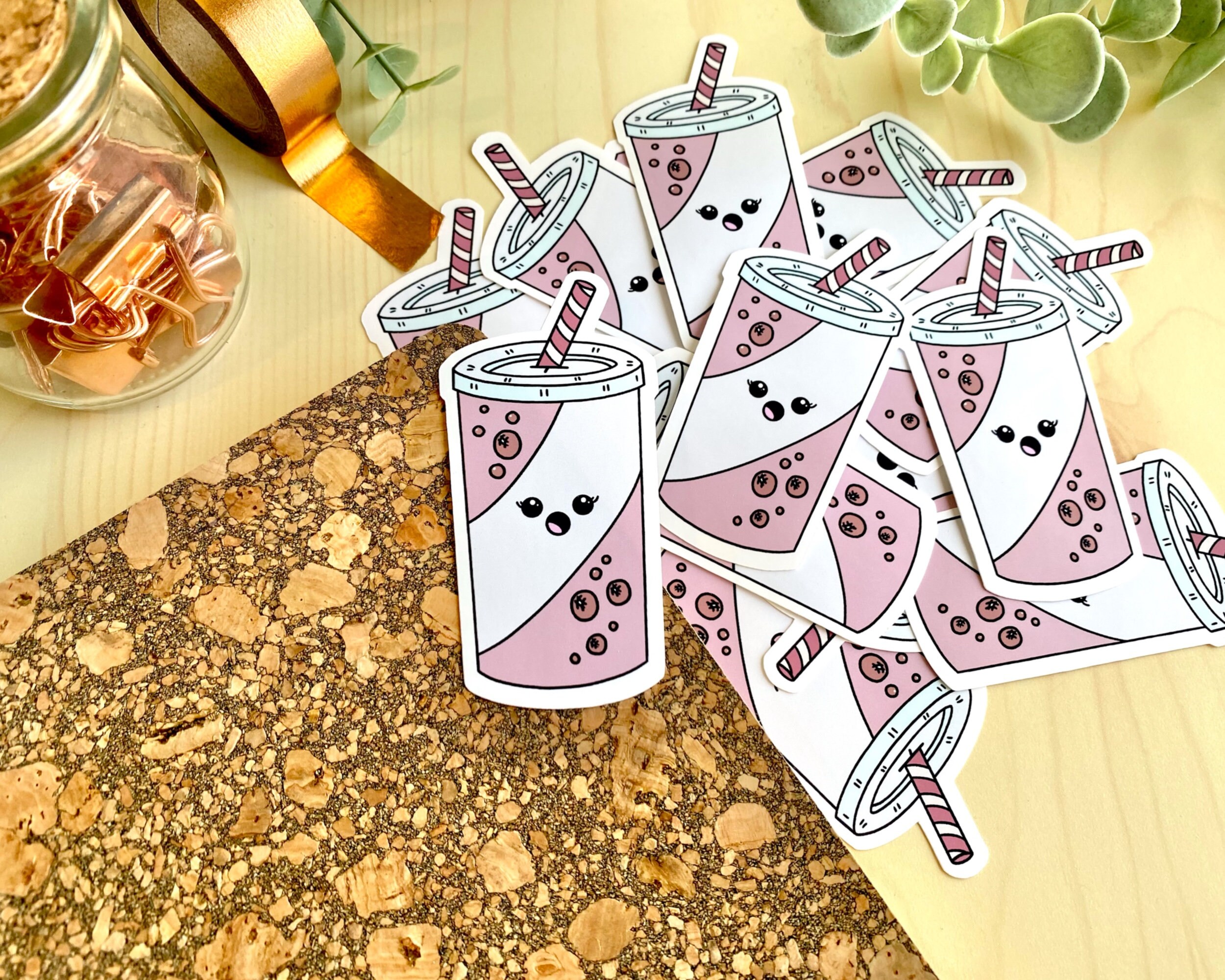 Happy Fizzy Drink Sticker // Matte Vinyl Water Resistant Stickers ...