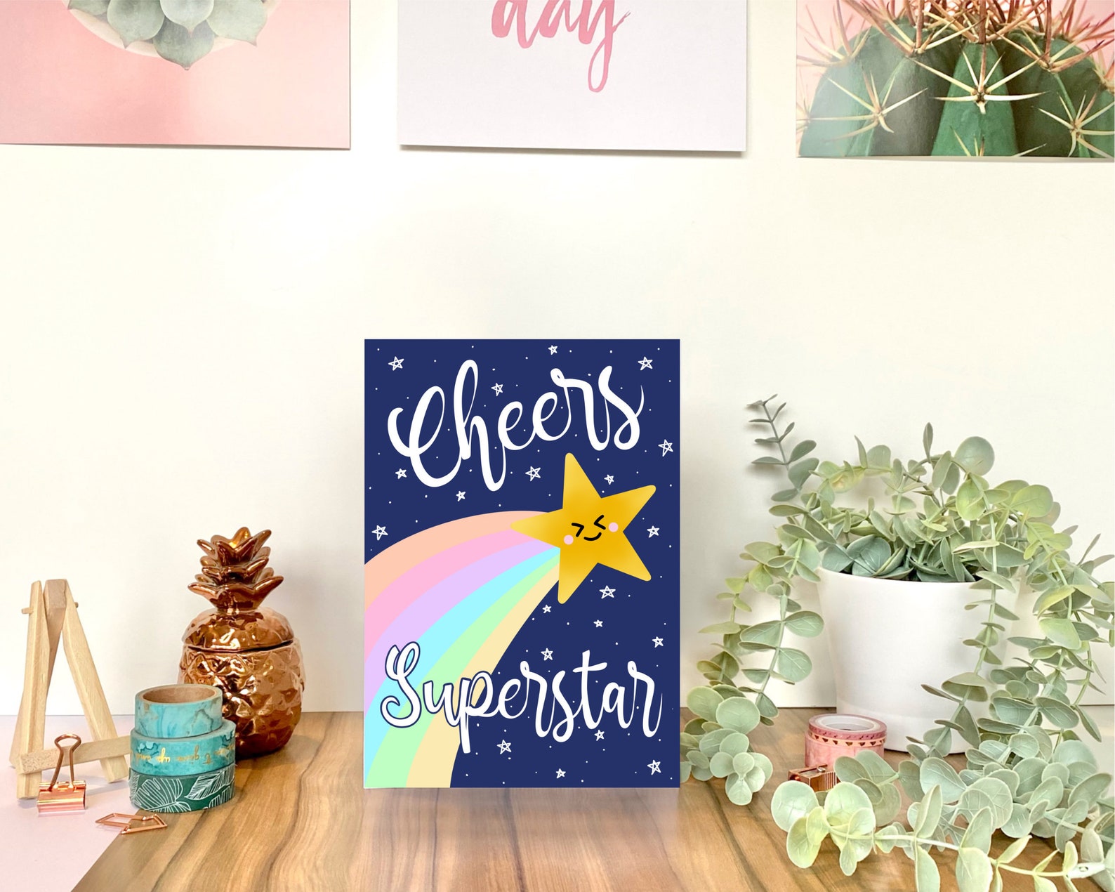 Cheers Superstar Thank you Card // A5 or A6 Greetings Cards | Etsy