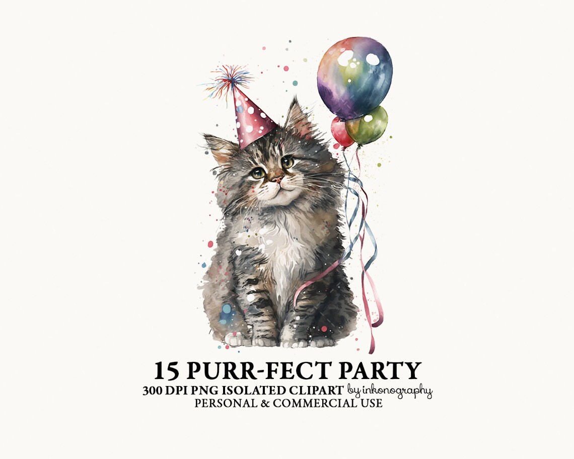 Watercolor Cats Clipart Bundle Watercolor Kitten PNG Cute Kitten ...