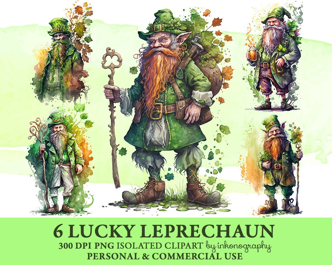 Lucky Leprechaun Clipart Png, Watercolor Leprechaun Png Clipart Bundle ...