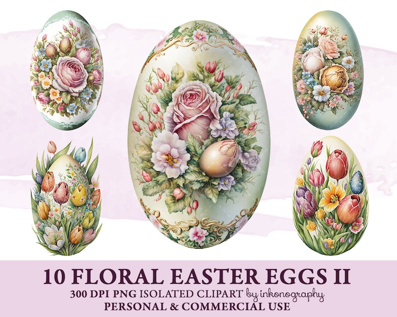 Fancy Easter Eggs Watercolor Clipart Bundle Png Easter Eggs - Etsy