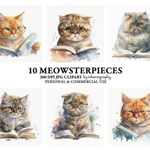 Cats With Glasses Clipart Bundle, Watercolor Cats, Funny Animals, Geeky ...