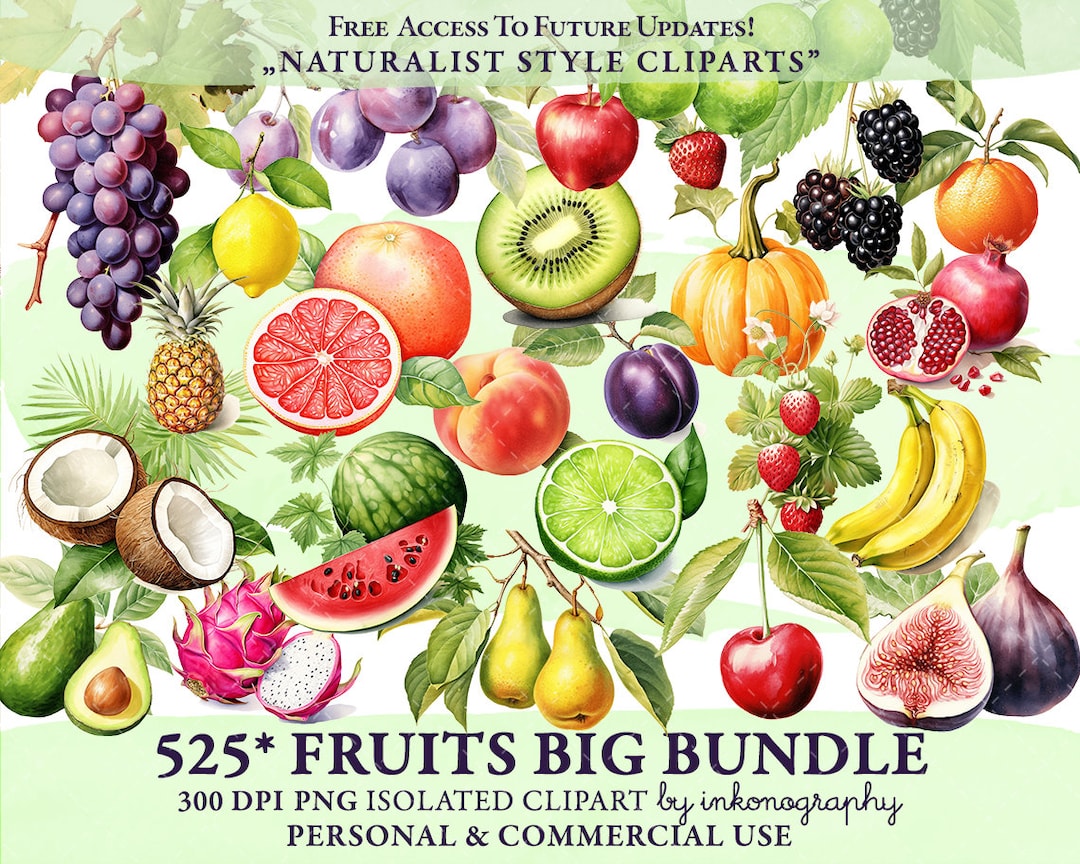 Fruits Clipart | Fruits Bundle | Commercial Use | High Quality ...