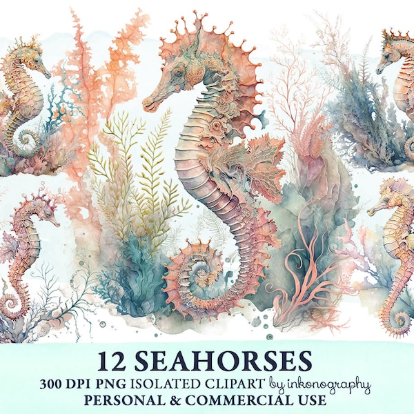 Seahorse Watercolor - Etsy