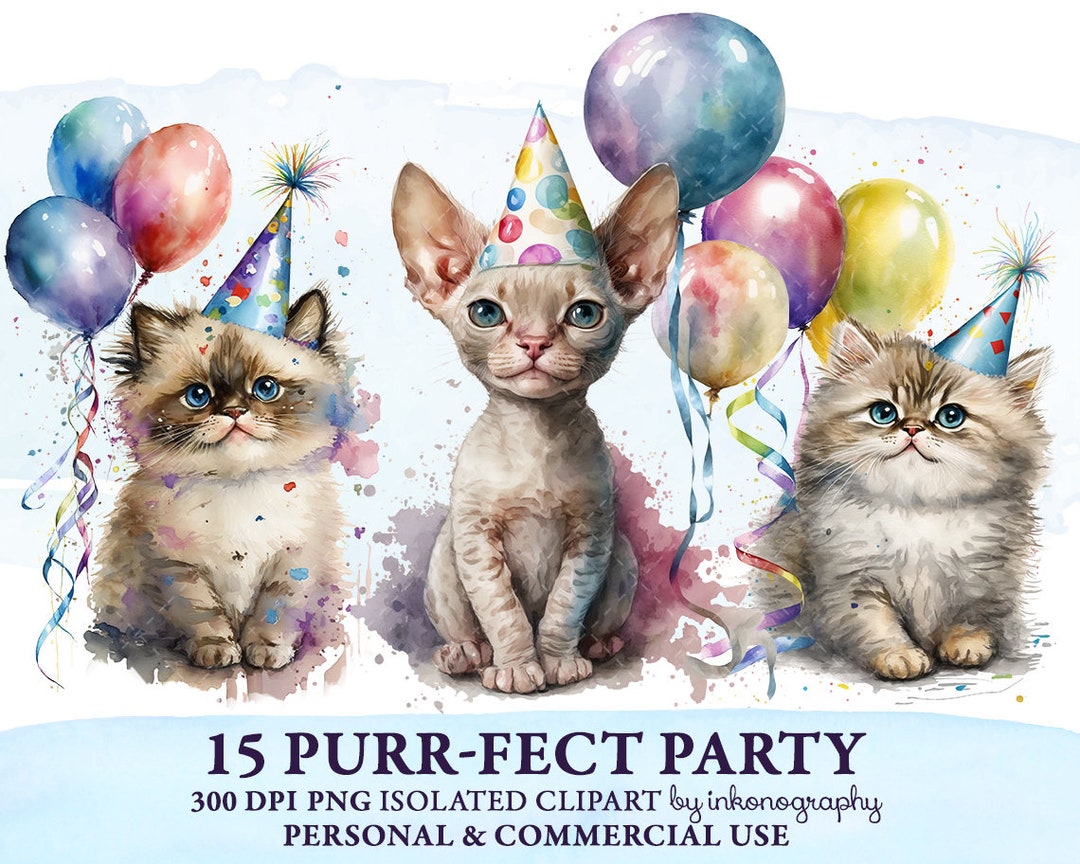 Watercolor Cats Clipart Bundle Watercolor Kitten PNG Cute Kitten ...