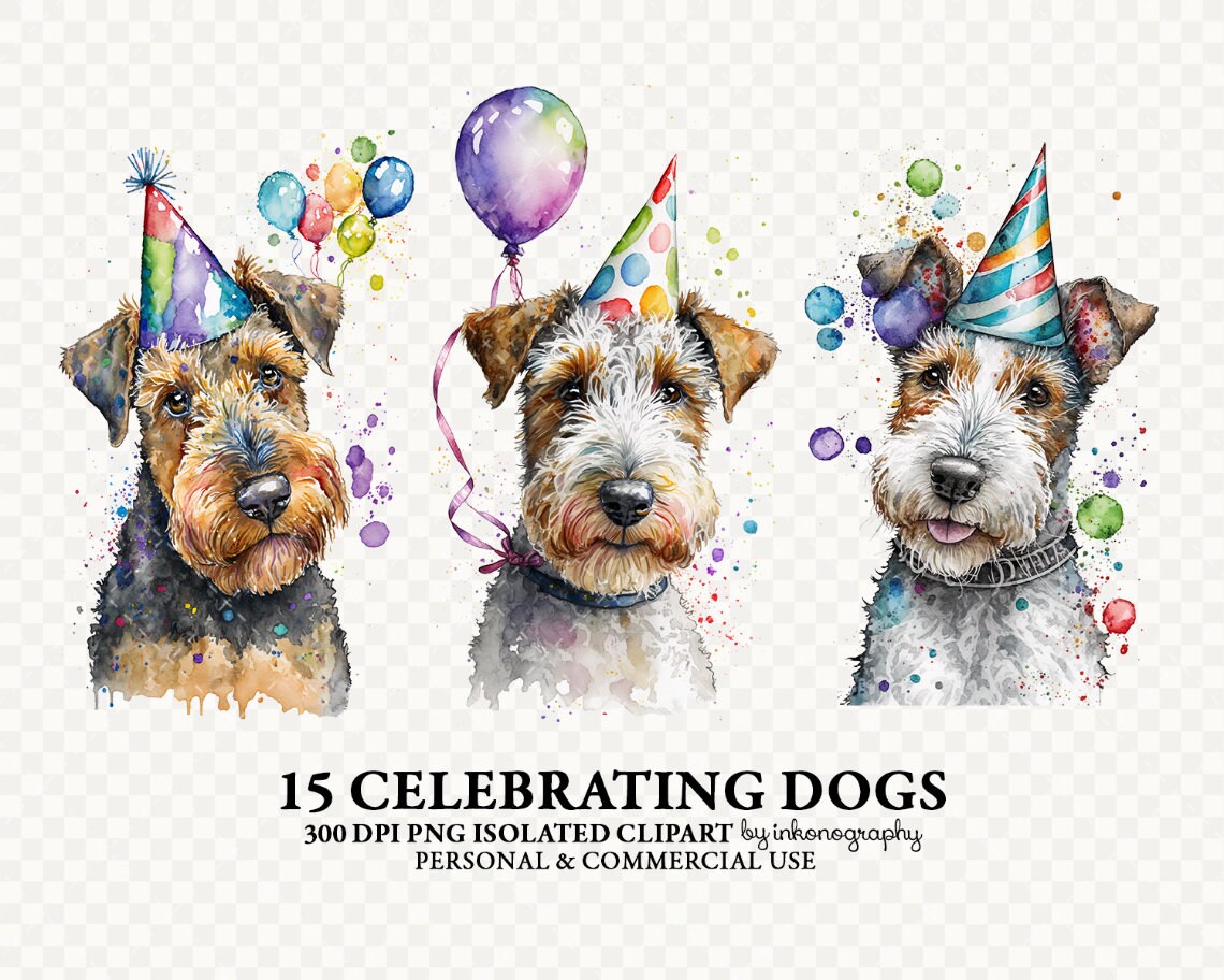 Watercolor Birthday Dog Clipart Bundle PNG Breeds English - Etsy UK