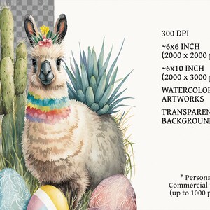 Funny Watercolor Llama Clipart Bundle, Png Clip Art, Unique Easter ...