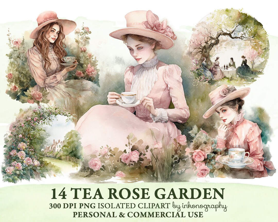 Watercolor Tea Party Clipart Bundle, Garden Tea Time Png, Victorian ...