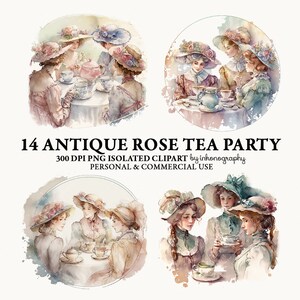 Antique Rose Garden Tea Party Clipart Bundle, Victorian Ladies ...