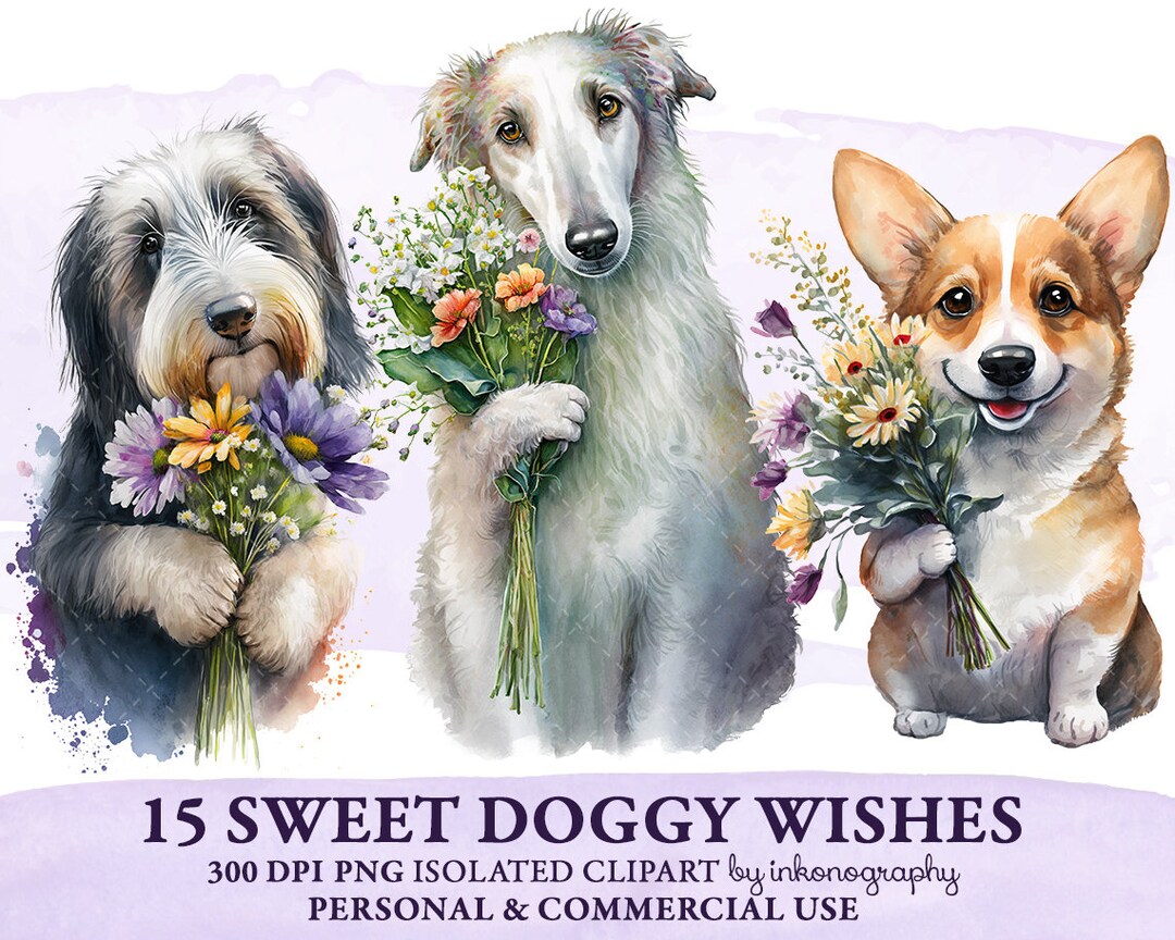 Watercolor Puppy Clipart Bundle, Watercolor Dogs, Digital Paper Craft ...