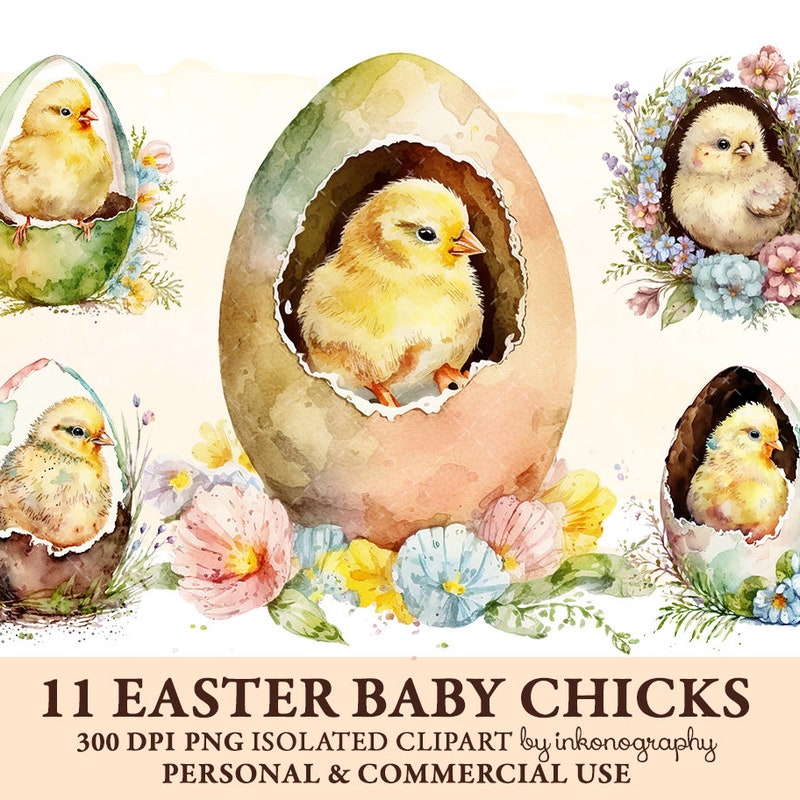 Easter Chick Clipart - Etsy