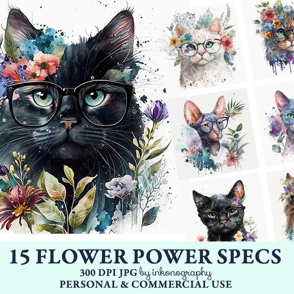 Cat Wearing Glasses - Etsy