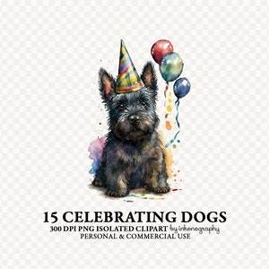 Watercolor Birthday Dog Clipart Bundle PNG Breeds English French ...
