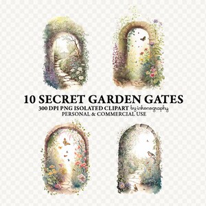 Watercolor Secret Garden Clipart Bundle, Spring Garden Entrance Png ...