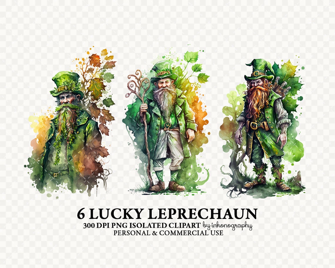 Lucky Leprechaun Clipart Png, Watercolor Leprechaun Png Clipart Bundle ...