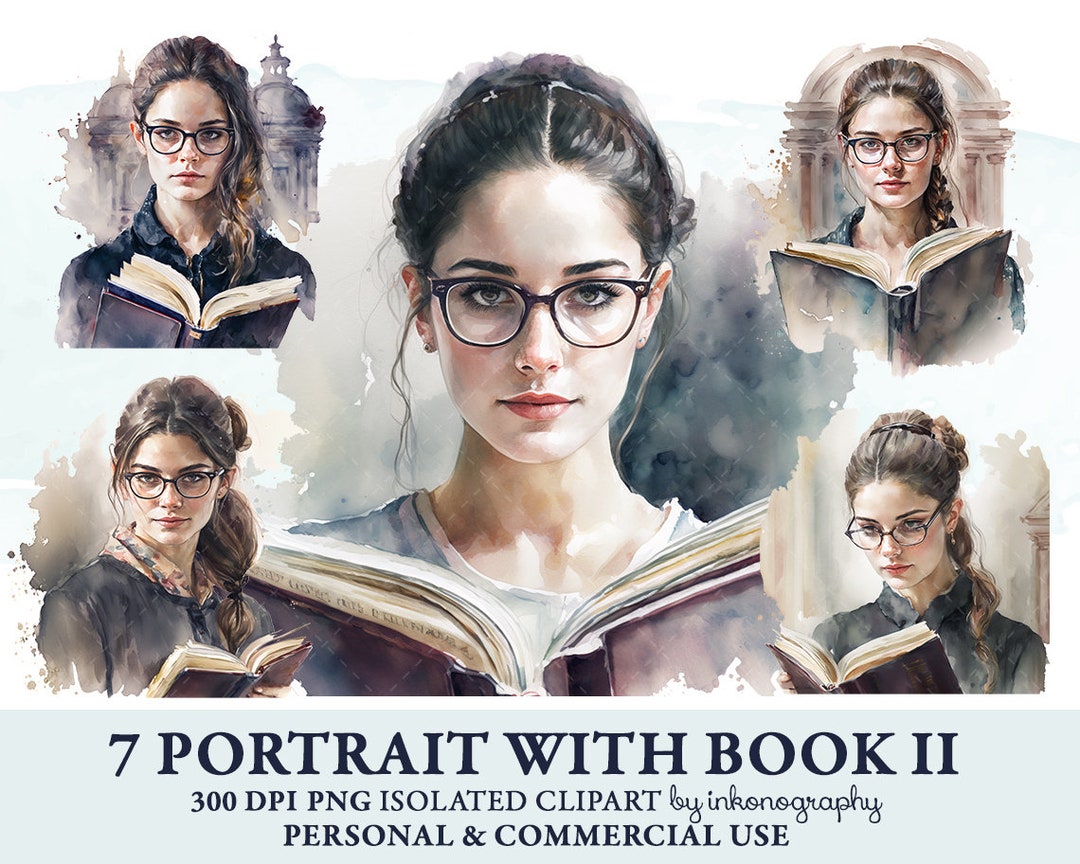 Girl Student Clipart Bundle Watercolor Clipart Bookworm Png - Etsy