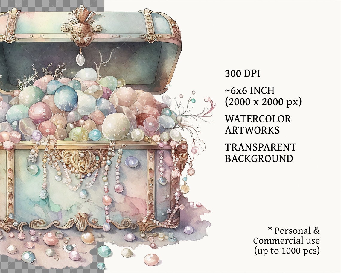 Watercolor Treasure Chest Clipart Bundle Pirate Ship Wreck - Etsy Australia