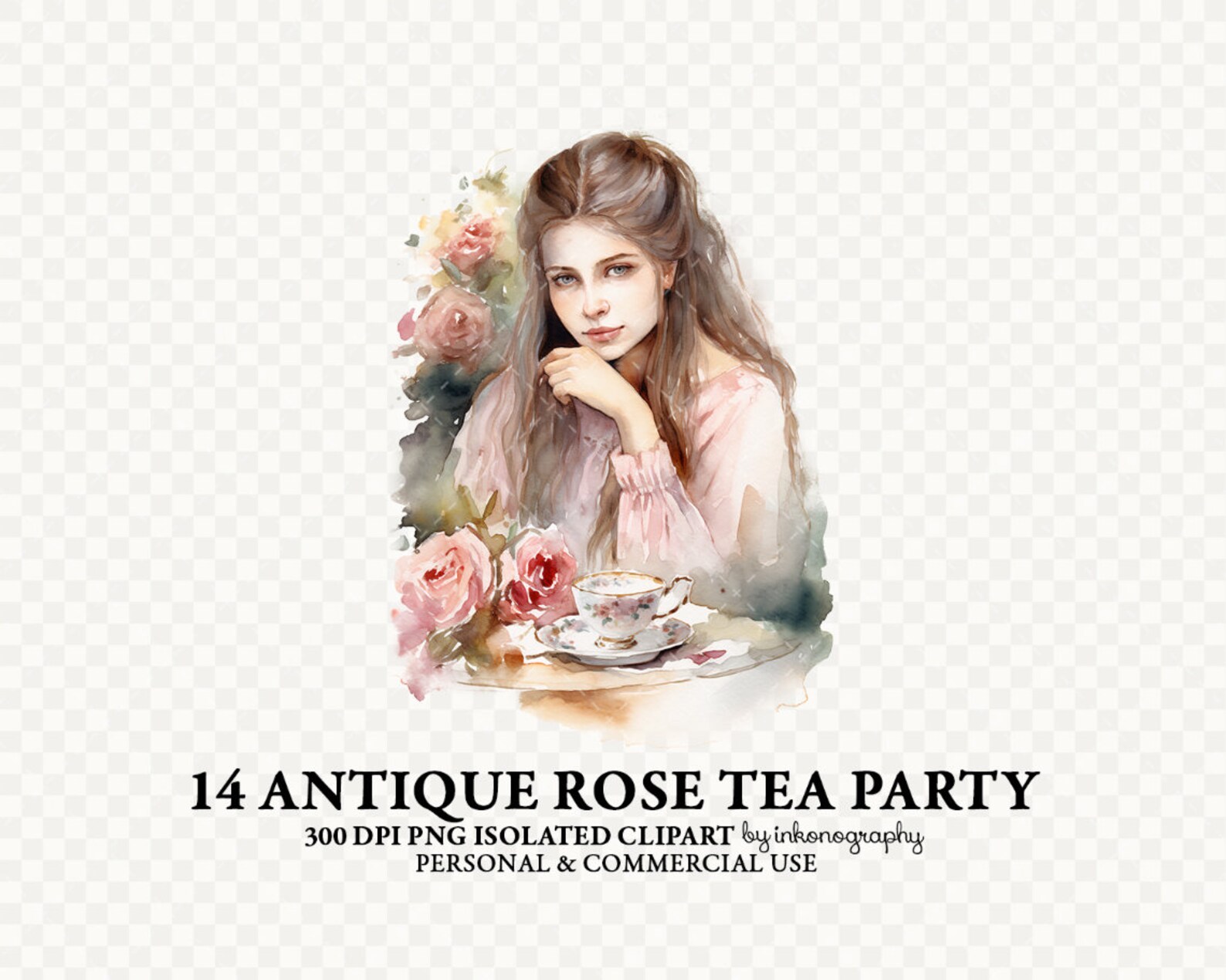 Antique Rose Garden Tea Party Clipart Bundle, Victorian Ladies ...